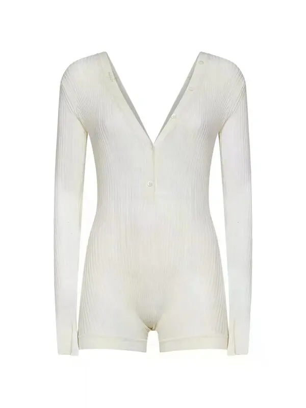 MUGLER Ribbed-knit Playsuit