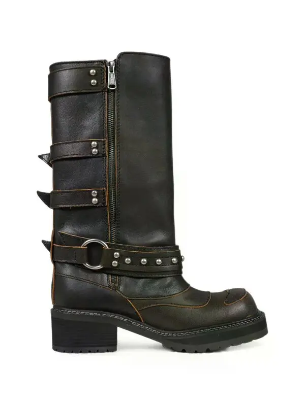 VACANT ARCHIVE Ivan Buckle-strap Mid-calf Boots