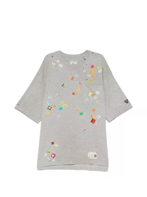 Mihara Yasuhiro Price Tag Sticker Printed T-shirt - Grey
