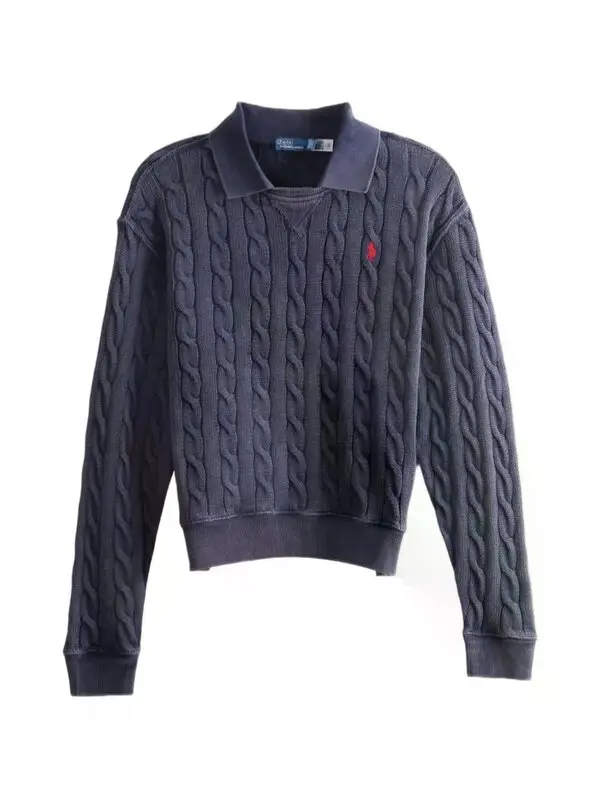Polo Ralph Lauren Cable Knit Polo Sweater - Blue