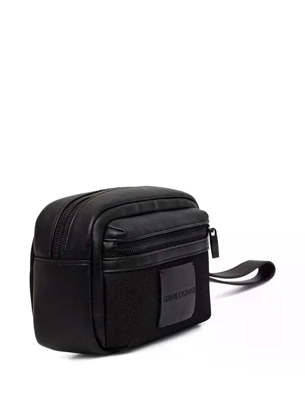 Armani Exchange Logo-patch Wash Bag - Black