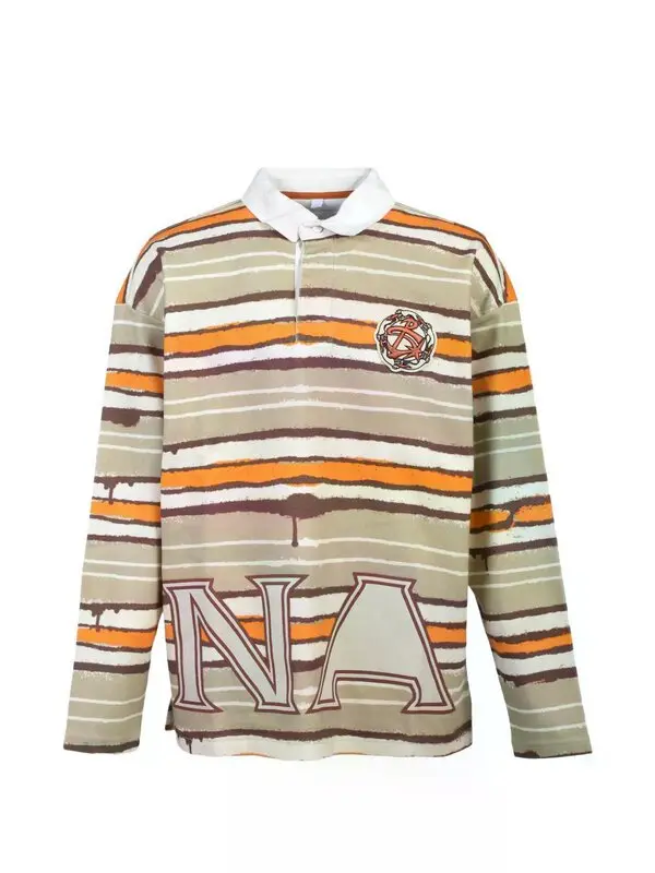 NAPA BY MARTINE ROSE Graphic-print Long-sleeved Polo Shirt - Neutrals