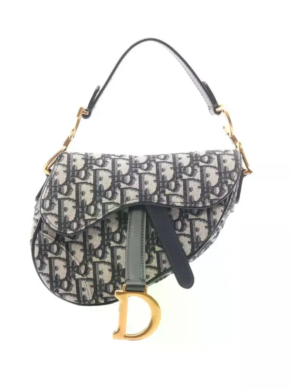 Dior 2015-2026 Mini Oblique Canvas Saddle Bag Satchel - Blue