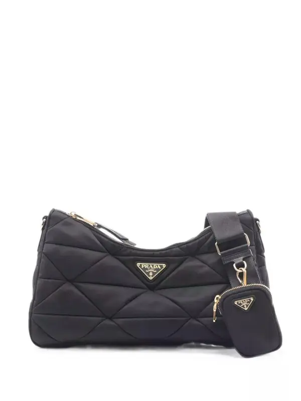 Prada 2020s Re-nylon Quilted Shoulder Bag - Black