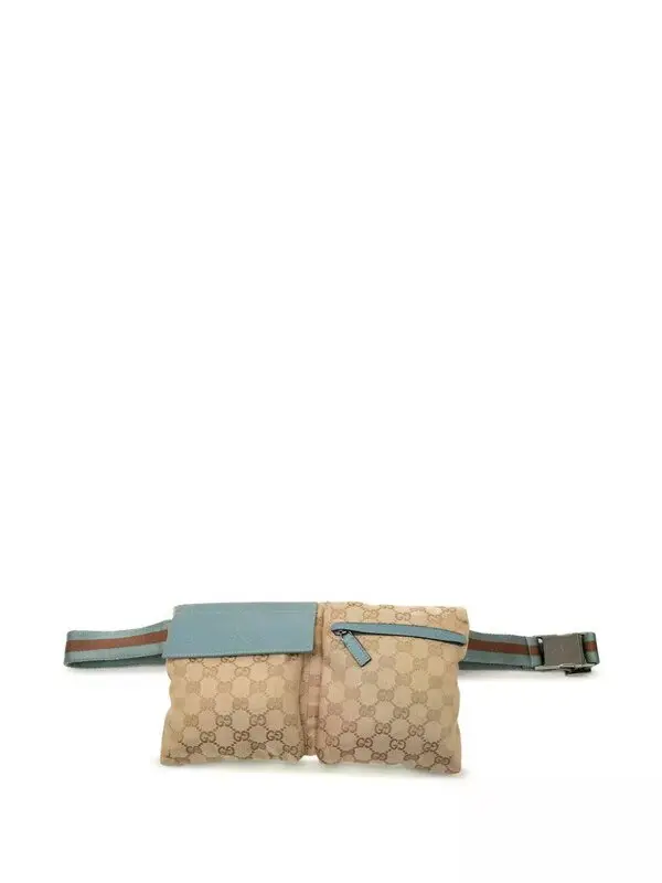 Gucci 2000-2015 Gg Canvas Web Double Pocket Belt Bag - Neutrals