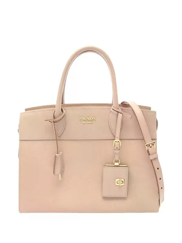 Prada 2010-2026 Saffiano And City Calf Esplanade Satchel - Brown