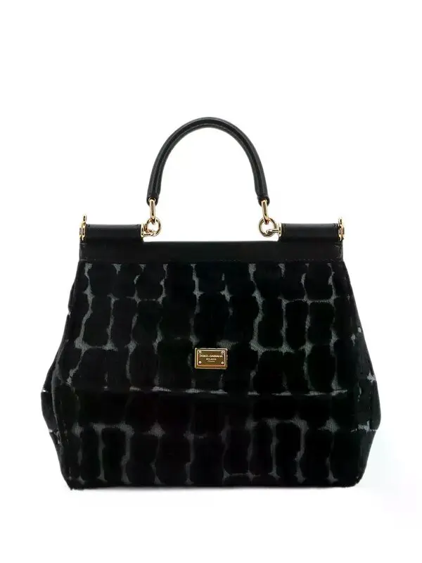Dolce & Gabbana Sicily Leopard-pattern Shoulder Bag - Black