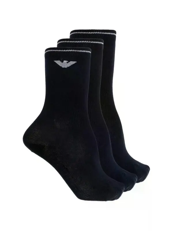 Emporio Armani Logo Embroidered Crew Socks Set Of Three