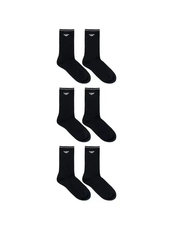 Emporio Armani Logo Embroidered Crew Socks Set Of Three