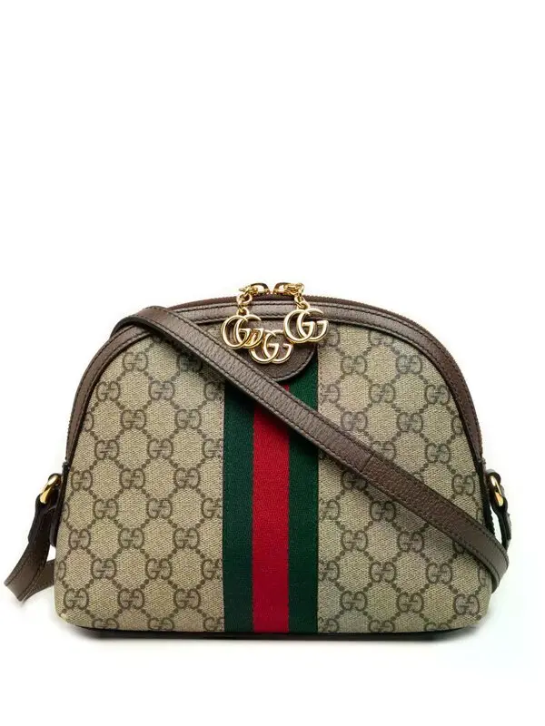 Gucci 2016-2026 Small Gg Supreme Web Ophidia Dome Crossbody Bag - Neutrals