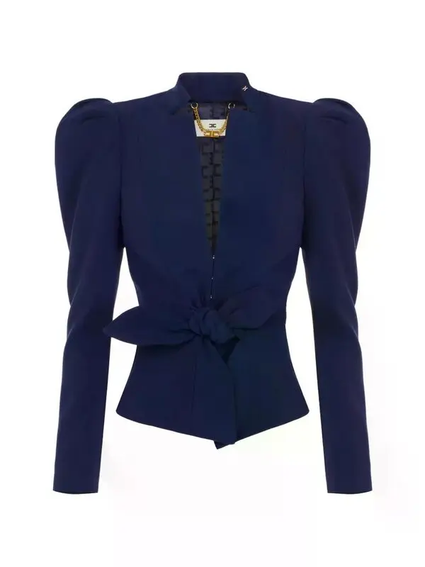 Elisabetta Franchi Lightweight Crêpe Jacket With Bow - Blue