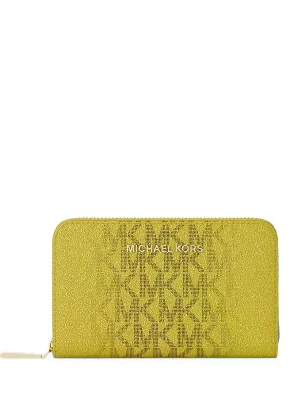 Michael Kors Monogram-print Zip-around Purse - Yellow
