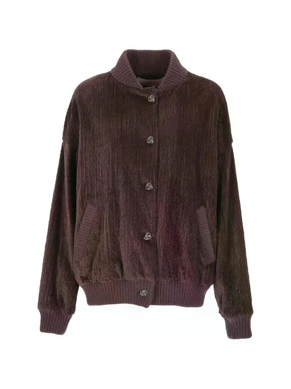 KRISTINA TI Corduroy-effect Button-up Jacket - Brown