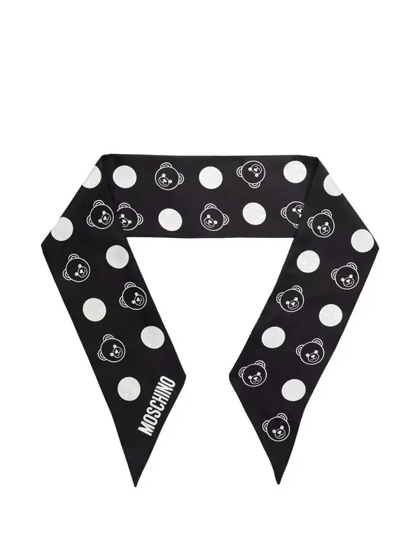 Moschino Teddy Bear-print Polka-dot Scarf - Black