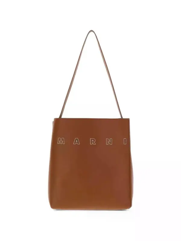 Marni Embroidered-logo Tote Bag - Brown
