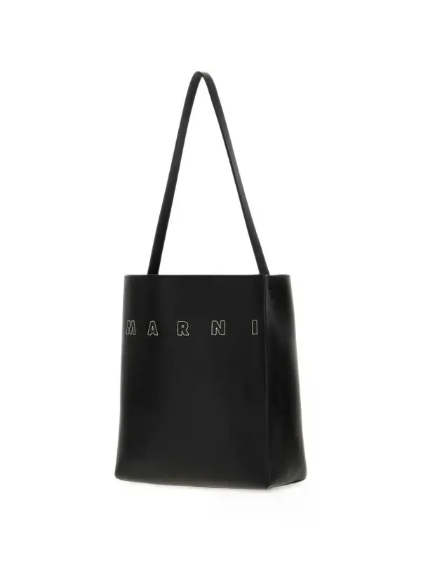Marni Embroidered-logo Leather Tote Bag