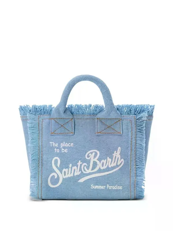 MC2 SAINT BARTH Vanity Mini Frayed Tote Bag - Blue