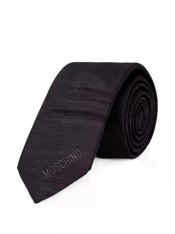 Moschino Logo-embroidered Heart-motif Tie - Black
