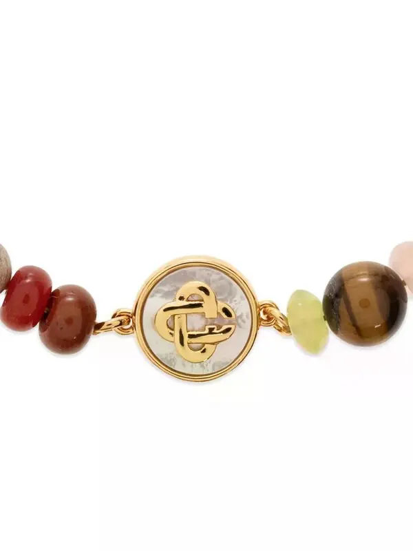 Casablanca Beaded Logo Plaque Bracelet - Gold