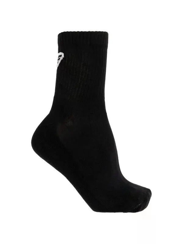 Emporio Armani Logo-embroidered Ribbed-knit Socks - Black