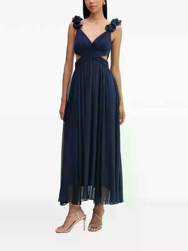 MORGAN Ruffled-strap Cutout Midi Dress - Blue
