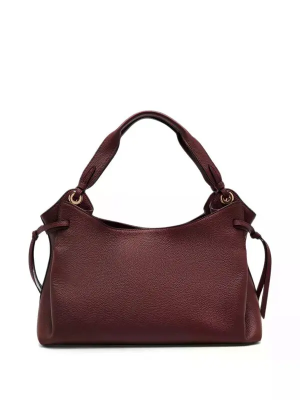 LANCEL Medium Swann Grained Leather Tote Bag - Red