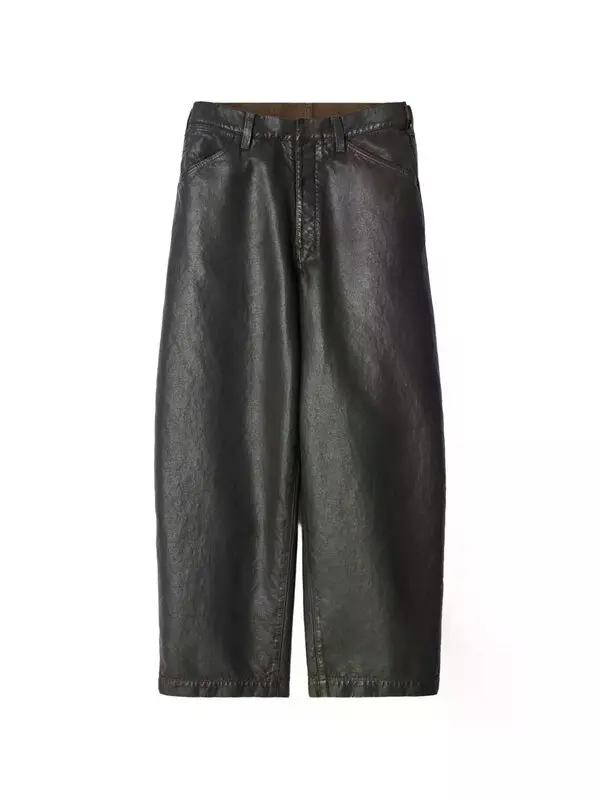 LEMAIRE Oversized Workwear Pants In Coated Denim - Green