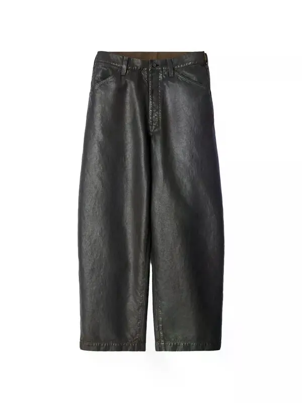 LEMAIRE Oversized Coated Denim Workwear Pants - Dark Olive