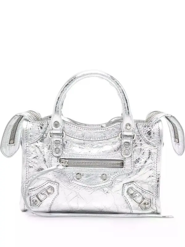 Balenciaga Nano Le City Metallic Tote Bag - Silver