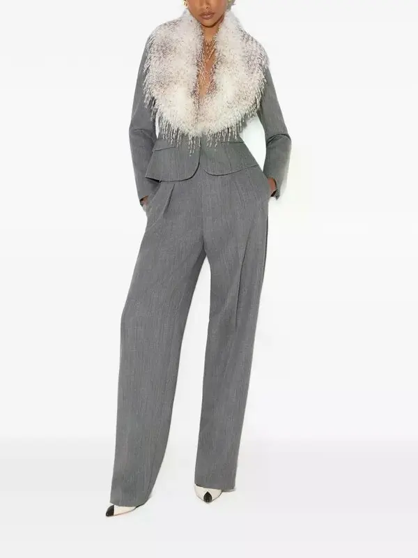 Elisabetta Franchi Wool Jacket With Fur-effect Collar
