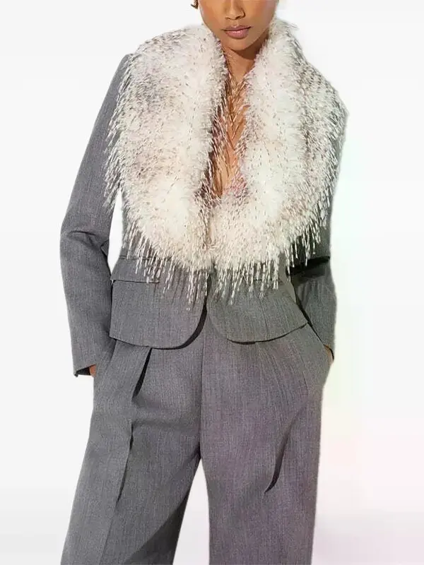 Elisabetta Franchi Wool Jacket With Fur-effect Collar