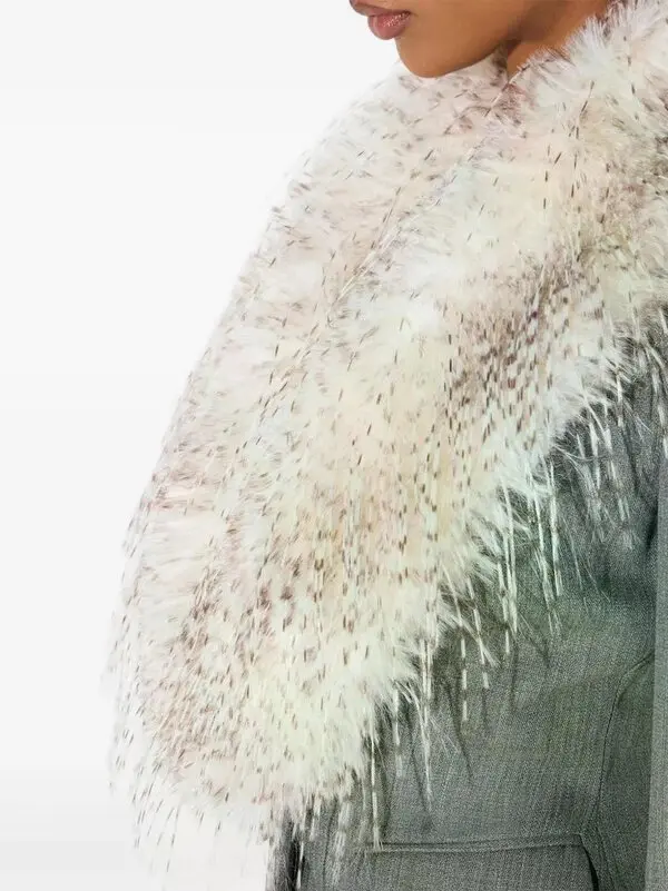 Elisabetta Franchi Wool Jacket With Fur-effect Collar - Grey