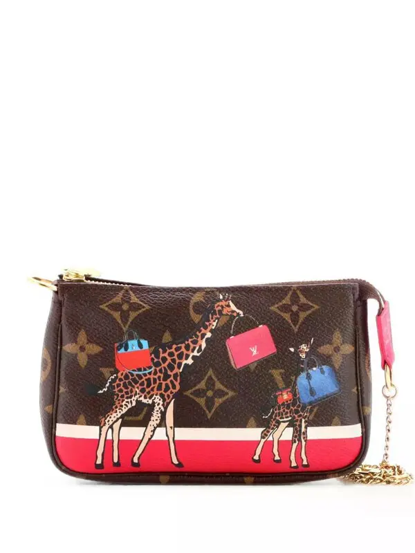 LOUIS VUITTON Pochette Accessoires Limited Edition Christmas Animation Monogram Canvas Mini Shoulder Bag - Brown