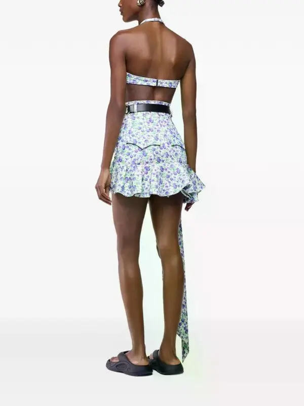 Rabanne Floral-print Halterneck Bralette Top - Green