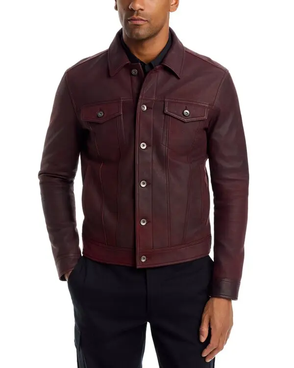 John Varvatos Andrew Leather Trucker Jacket
