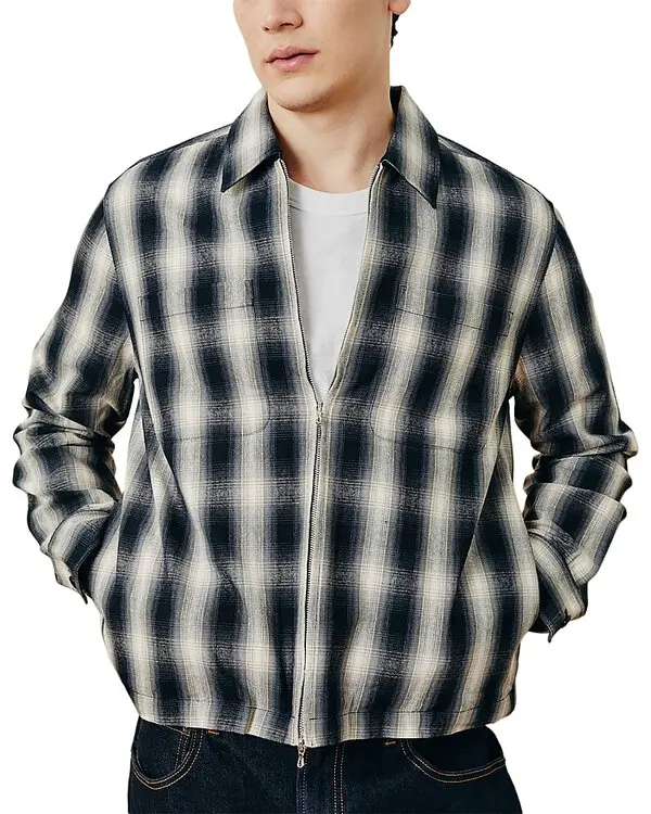 CORRIDOR Zocalo Flannel Blur Zip Cotton Jacket - Black