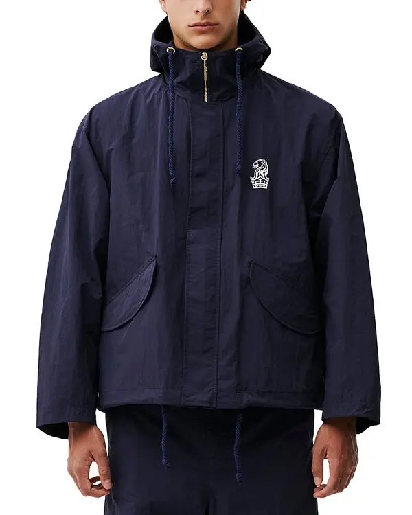 LATE CHECKOUT Relaxed Logo Parka Jacket - Navy