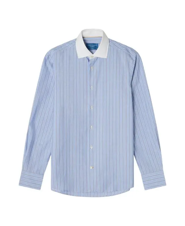 Robert Talbott Reynolds Multi Stripe Light Weight Poplin Shirt In Contemporary Fit - Blue