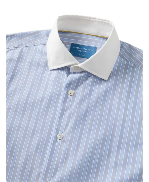 Robert Talbott Reynolds Multi Stripe Light Weight Poplin Shirt In Contemporary Fit - Blue