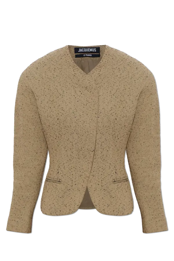 Jacquemus Ovalo' Cotton Blend Blazer With Micro-dot Pattern - Beige