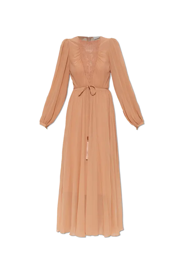 Zimmermann Dress With Lace Insert At The Neckline - Pink