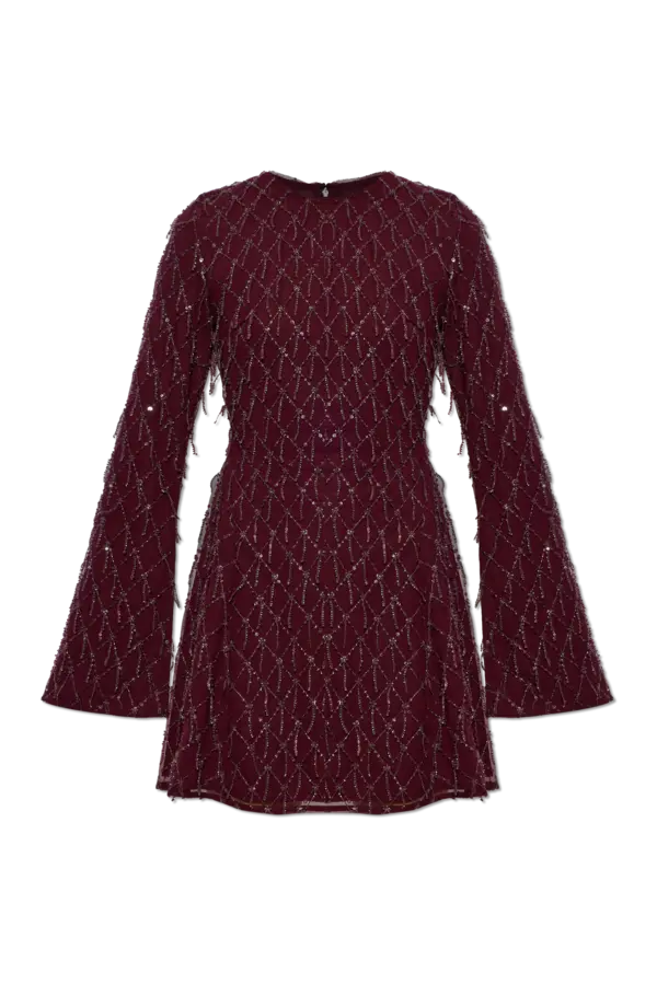 ROTATE BY BIRGER CHRISTENSEN Dress With Shimmering Fringe - Burgundy