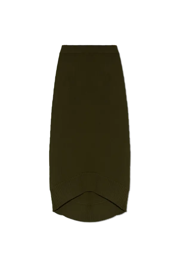 Victoria Beckham Wool Skirt With An Asymmetrical Cut - Green