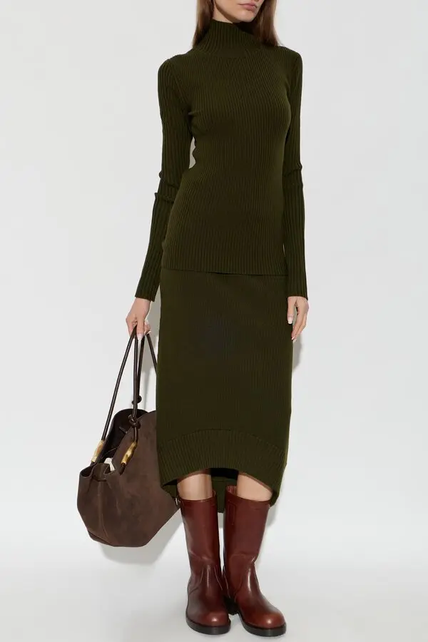 Victoria Beckham Wool Skirt With An Asymmetrical Cut