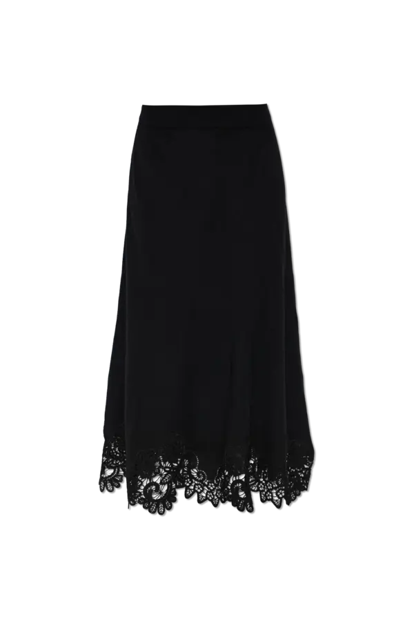 Zimmermann Wool Skirt With Crocheted Trim - Black
