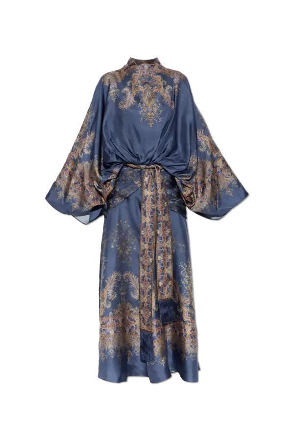 Zimmermann Silk Dress With Draping At The Waist - Blue