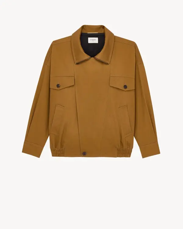 Saint Laurent Jacket In Cotton Serge - Marron Clair
