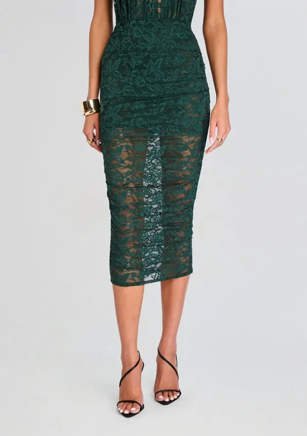 SEROYA Lace Pencil Skirt - Evergreen
