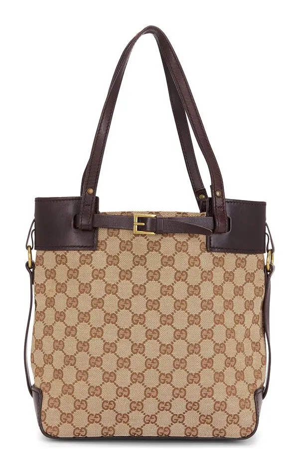 Gucci Gg Canvas Belted Tote Bag - Brown