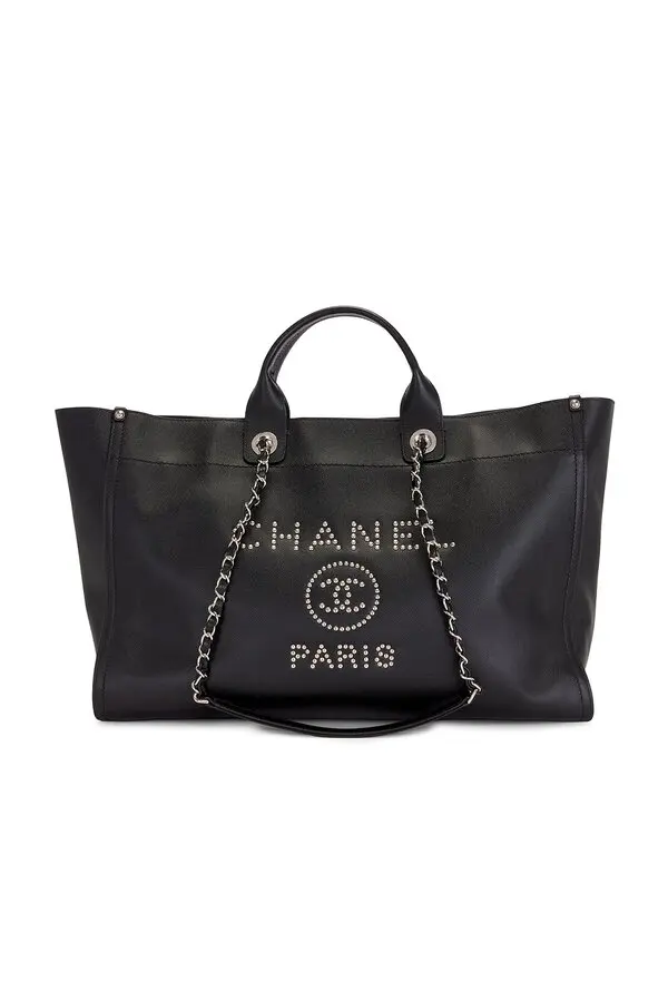 Chanel Studded Caviar Large Deauville Tote Bag - Black
